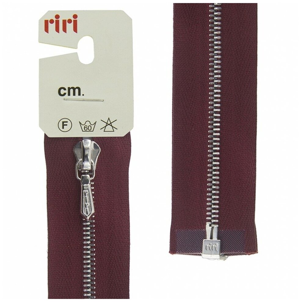 Riri #3000012/100/2411 Молния металлическая, разъемная, 4 мм, 100 см, бордовый