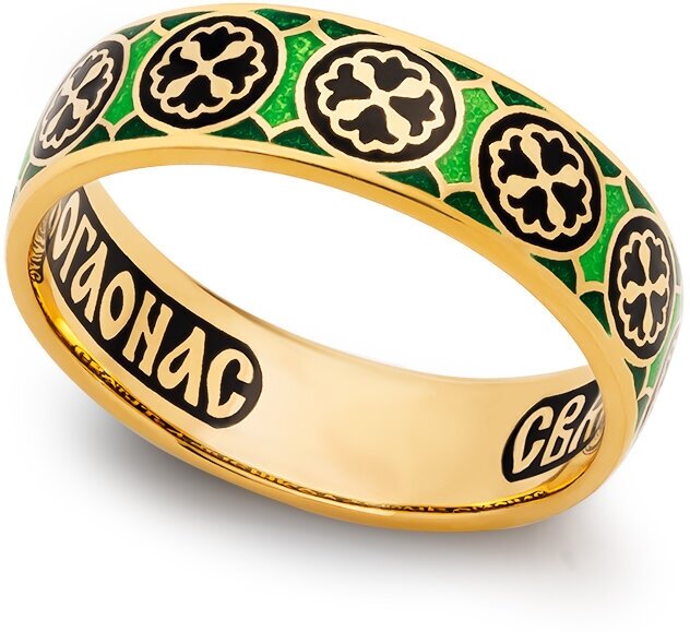 Кольцо обручальное, серебро, 925 проба, золочение, эмаль