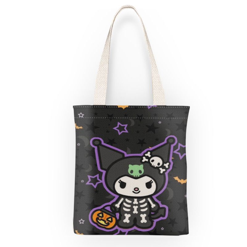 Сумка-папка Kuromi на кнопке, двусторонняя с принтом в стиле Хэллоуина, 32x38 см, холст