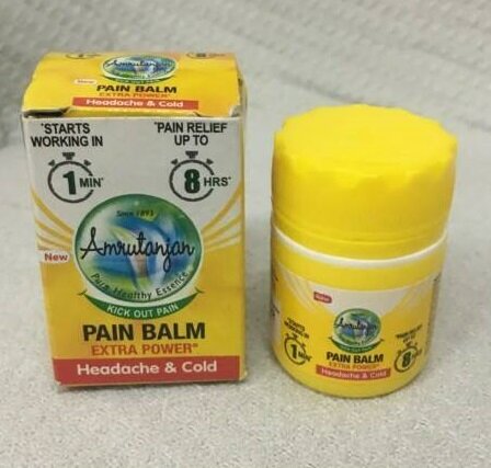 AMRUTANJAN Pain Balm, EXTRA POWER (амрутанжан бальзам желтый, Экстра сила, от Головной боли и Простуды), 7.4 г. (8 мл.)
