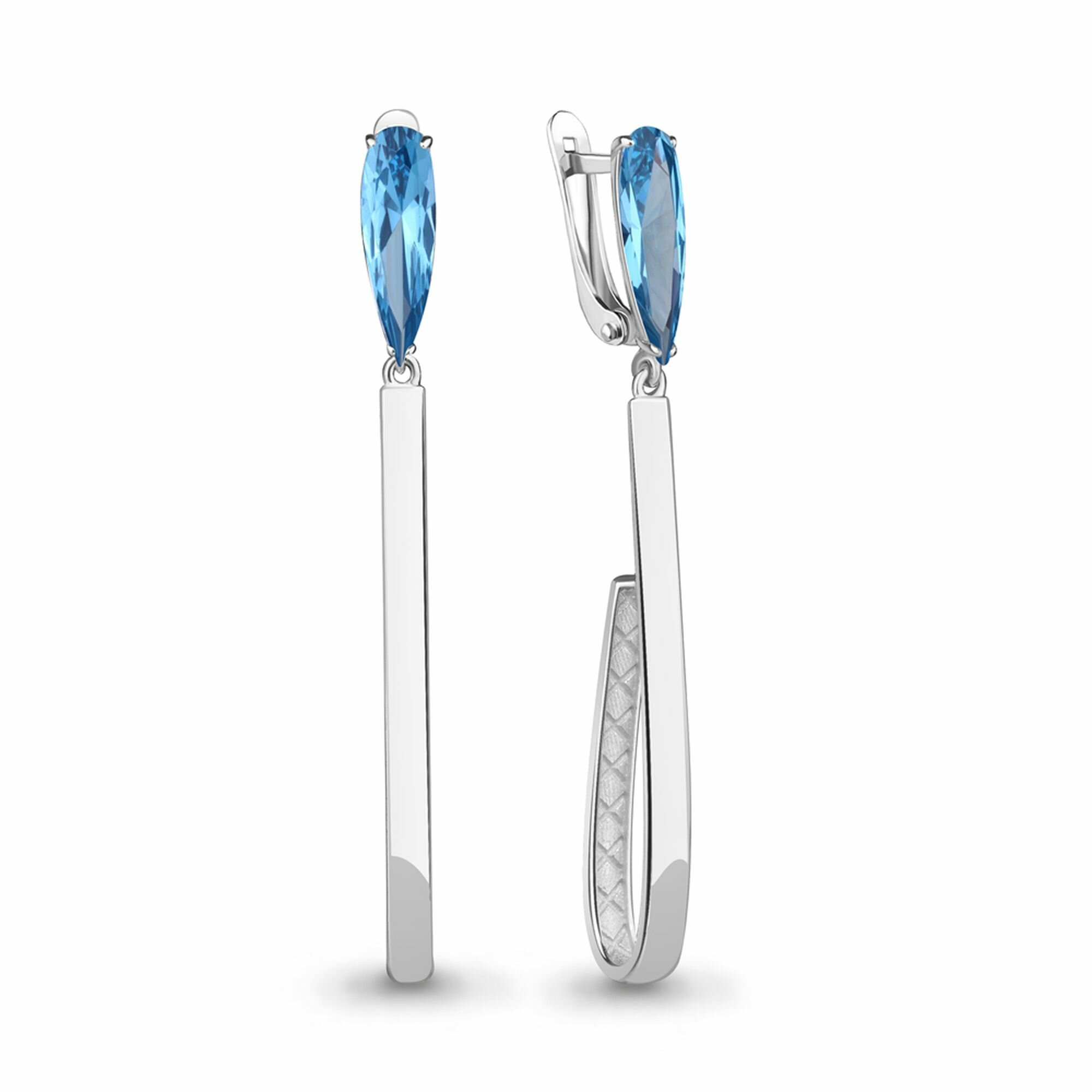 Серьги, серебро, 925 проба, родирование, топаз