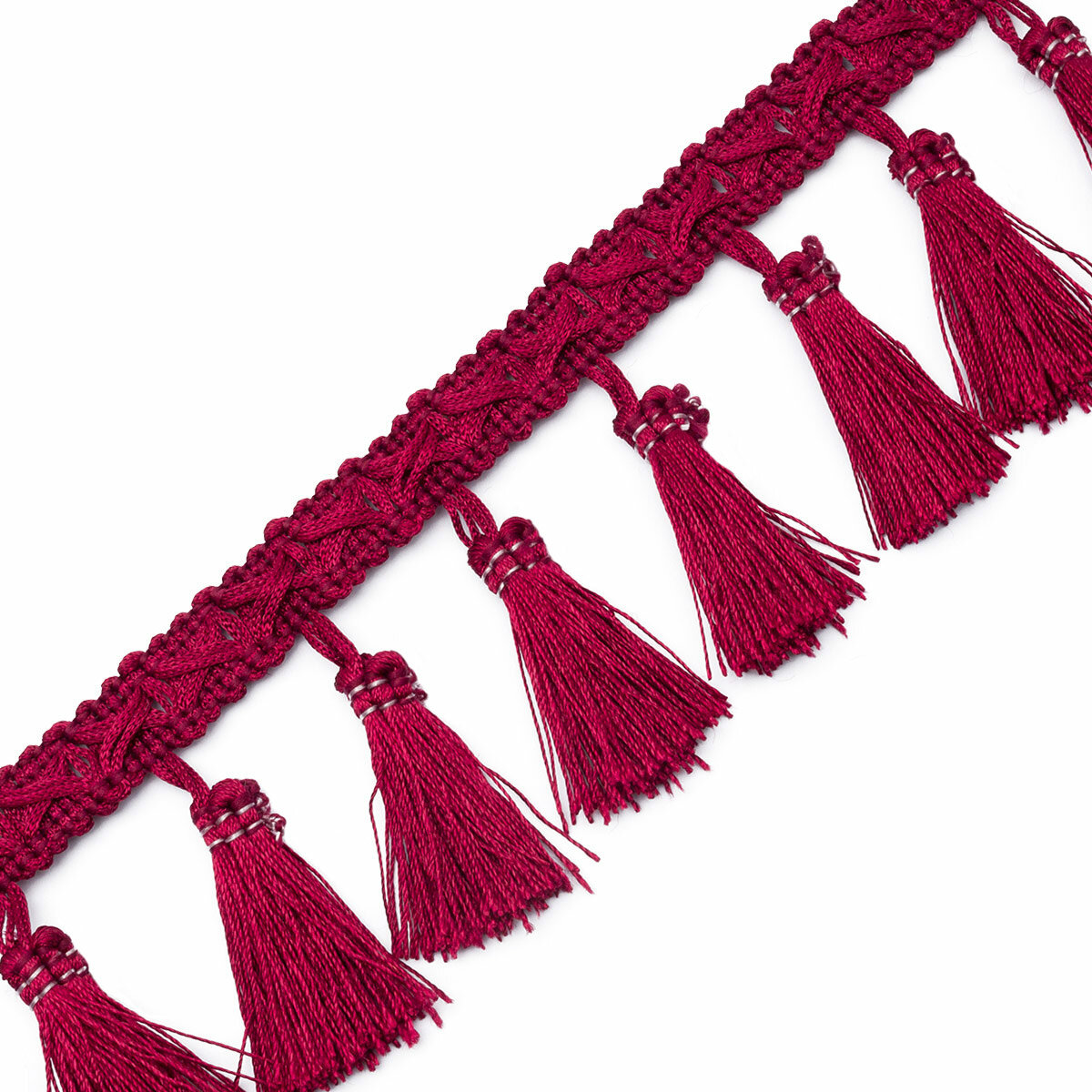 Бахрома для штор с кисточками, 6 см*10 м, для текстиля и шитья, бордовая, Айрис