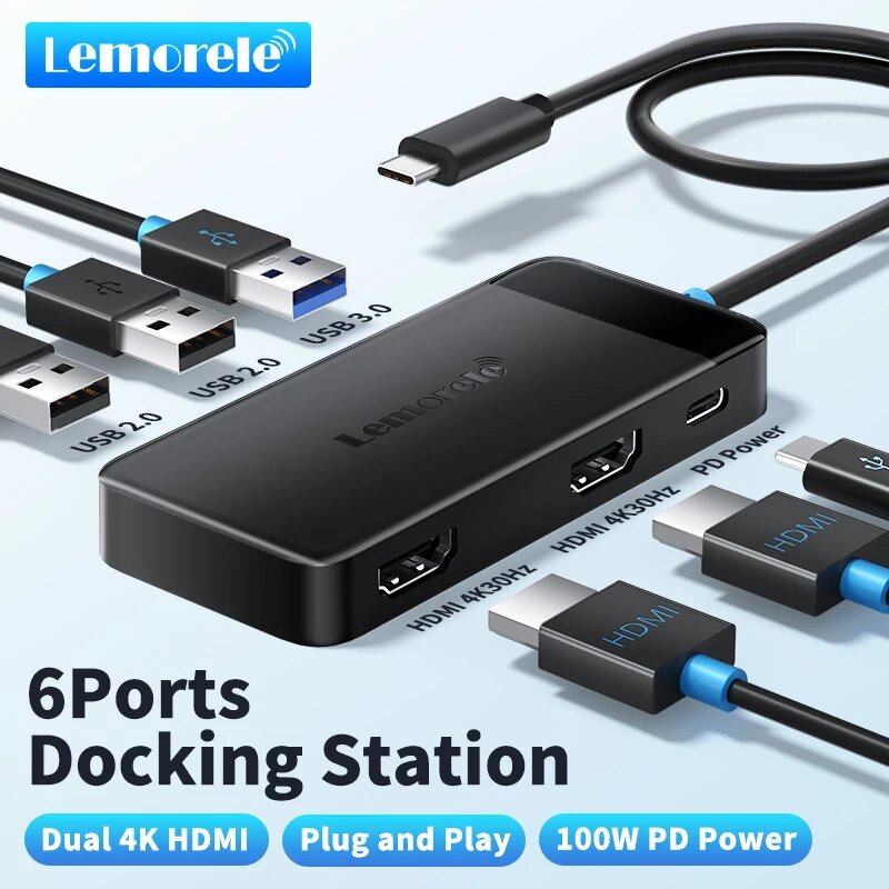 Lemorele TC122 USB C HUB 6 в 1 для Macbook iPad