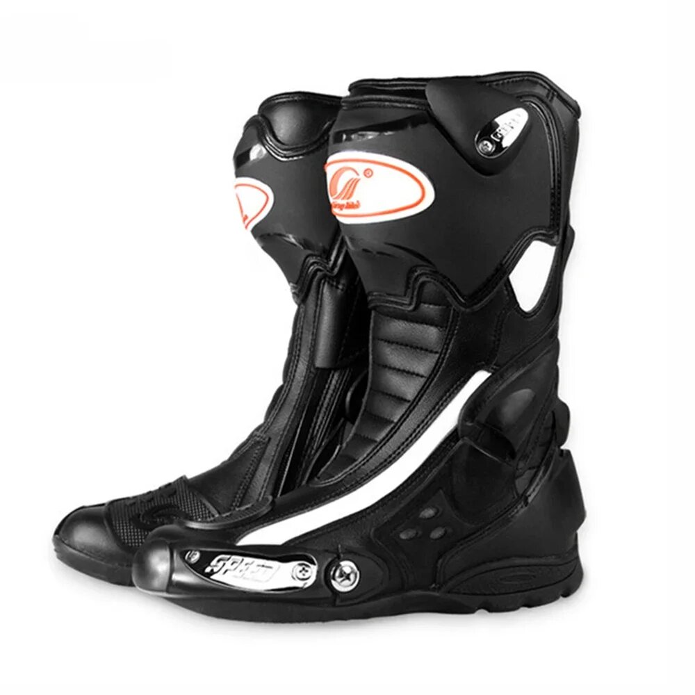 Новые популярные мотоциклетные ботинки, скоростные байкерские ботинки, гоночная обувь для верховой езды, мотоботинки для езды на мотоцикле, ботинки для мотокросса 45, Черный, black