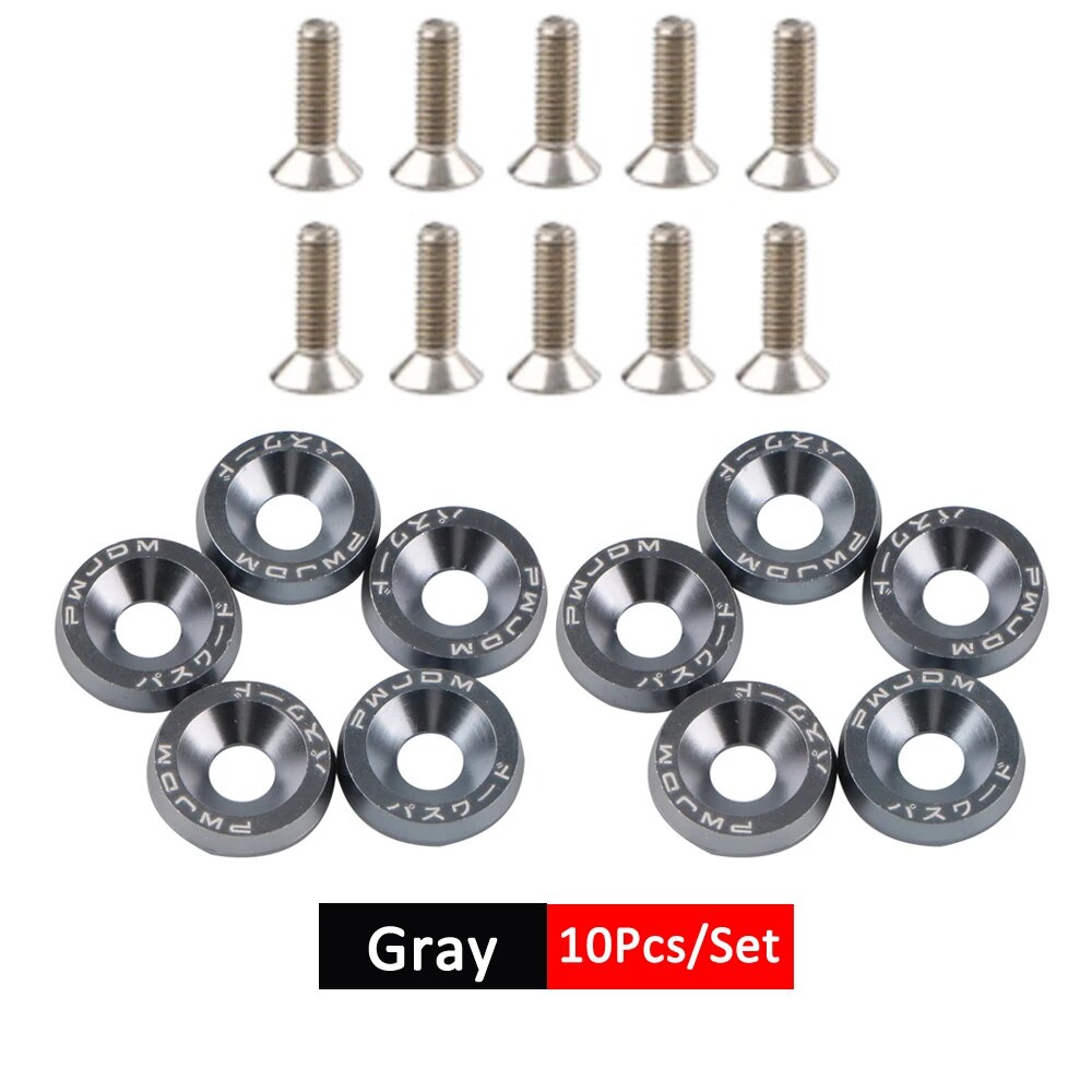 Болты M6x20 мм, алюминиевые болты для шайбы крыла, бампера, винт для отсека двигателя, комплект для установки для JDM, красный, синий, черный Gray