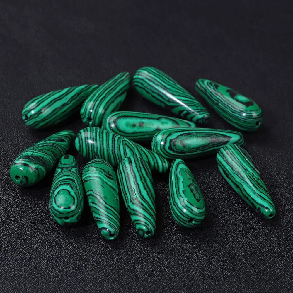 Каменные бусины RISYF, вода капля, халцедон, аметисты, агаты, Изумрудный, 2 pieces, NO.18 Malachite