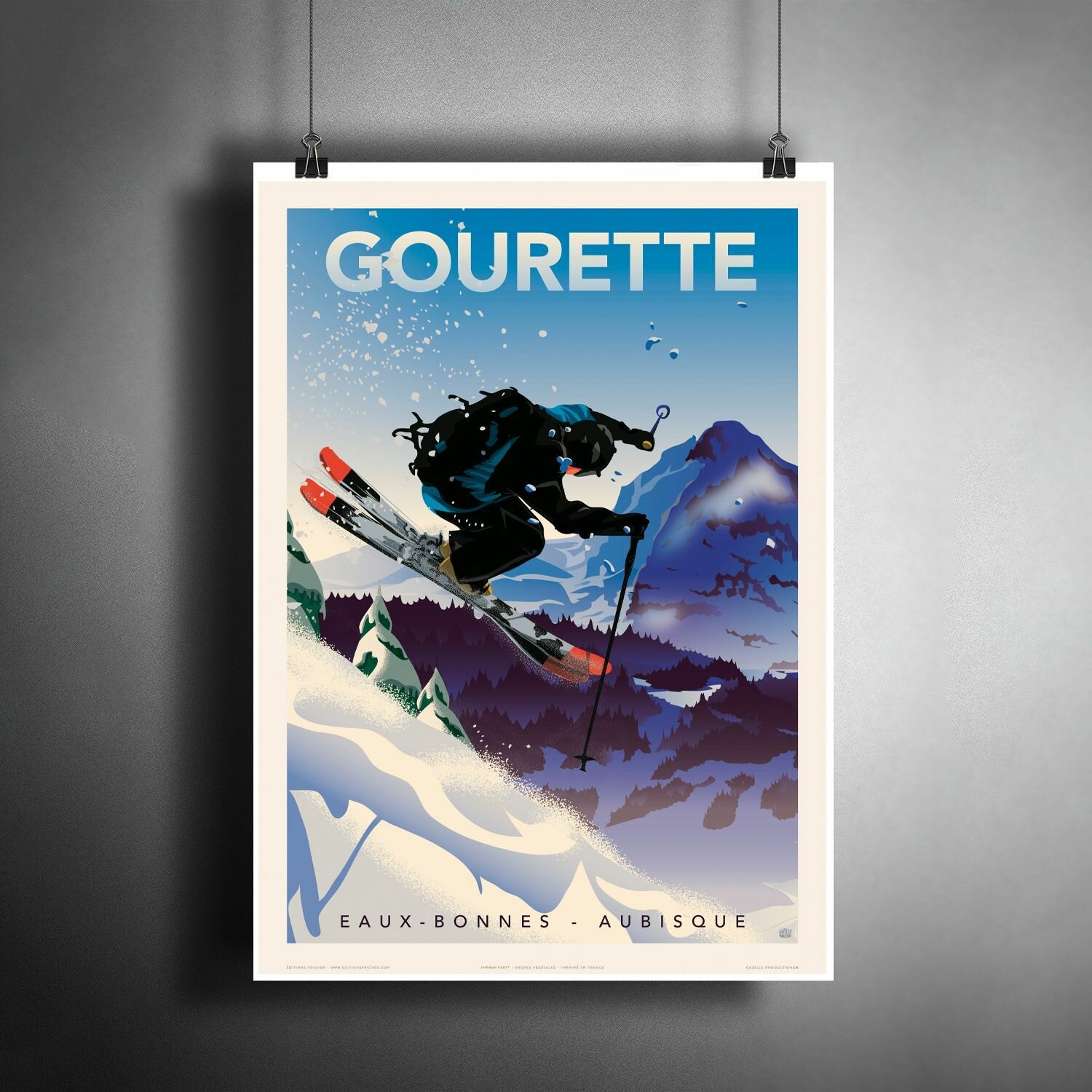 Постер плакат "Gourette, France / Гурет, Монблан, Франция" 30 x 42 cм