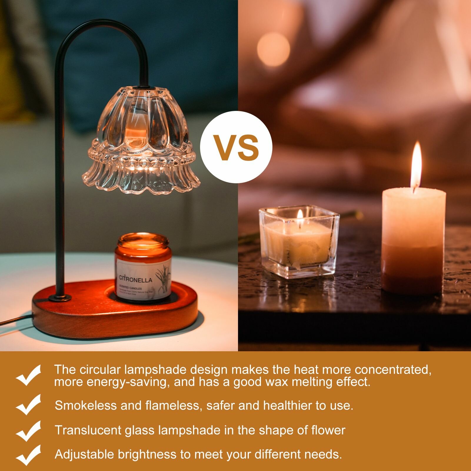 Лампа Lithomy для подогрева свечей, регулируемая яркость, таймер, 4 лампочки