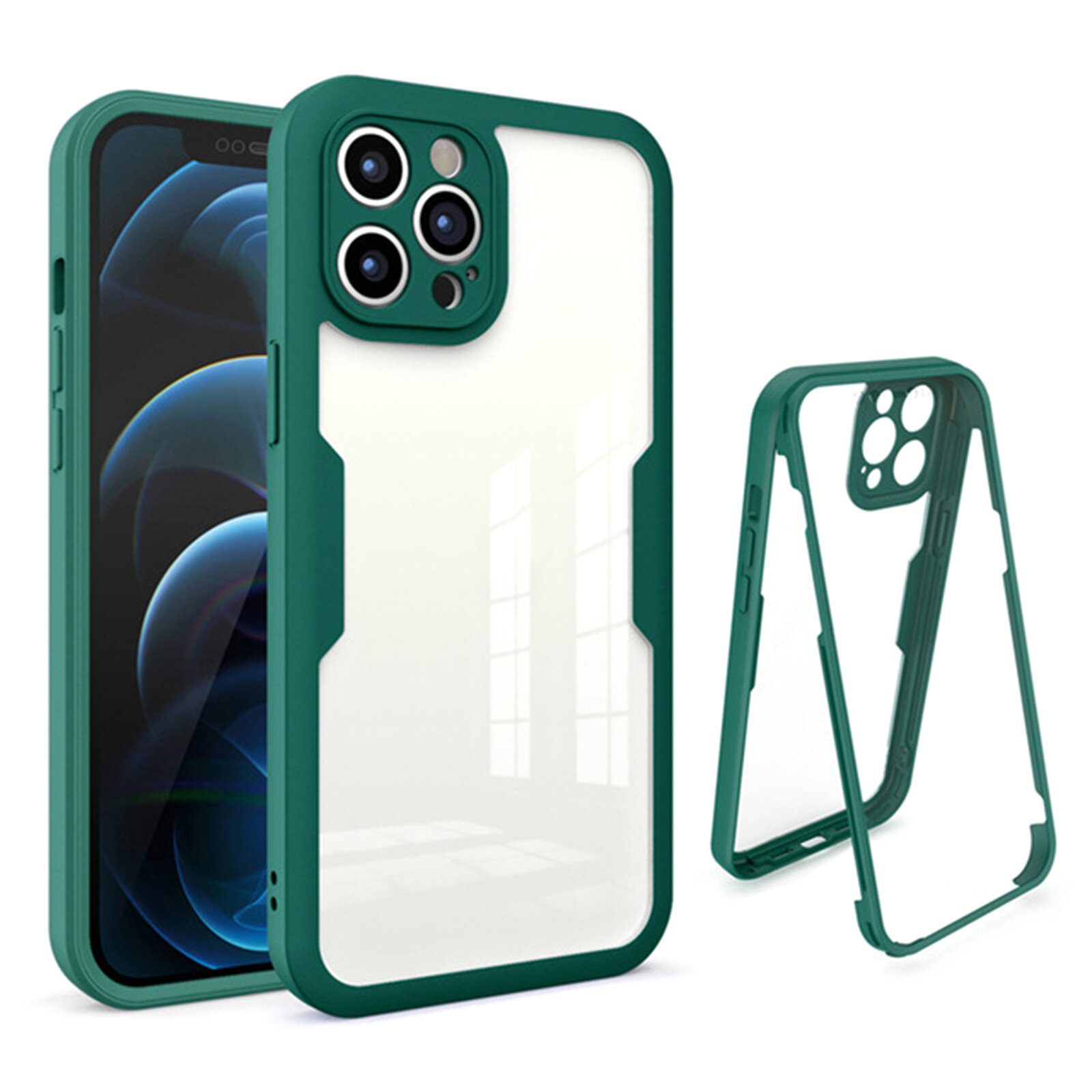 Используется для мобильного телефона серии 13, двусторонний чехол для мобильного телефона из закаленной пленки на 360 градусов-зеленый-13MINI