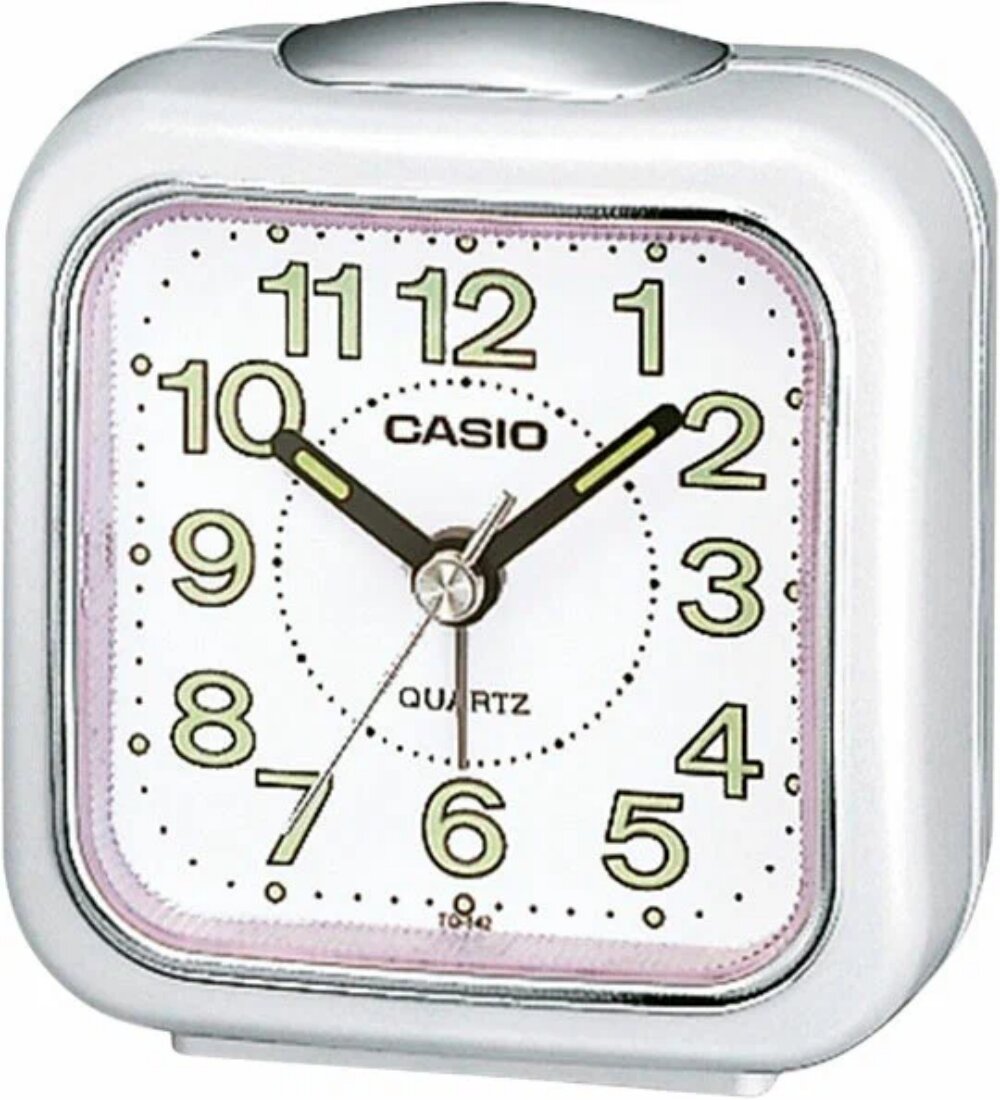 Будильник CASIO TQ-142-7D, настольный, пластиковый, белый, кварцевый, автономный
