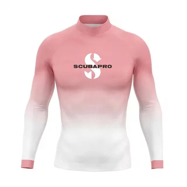 2025 мужские рашгарды с длинными рукавами, футболки для серфинга, защита от Розовый, XL, 5