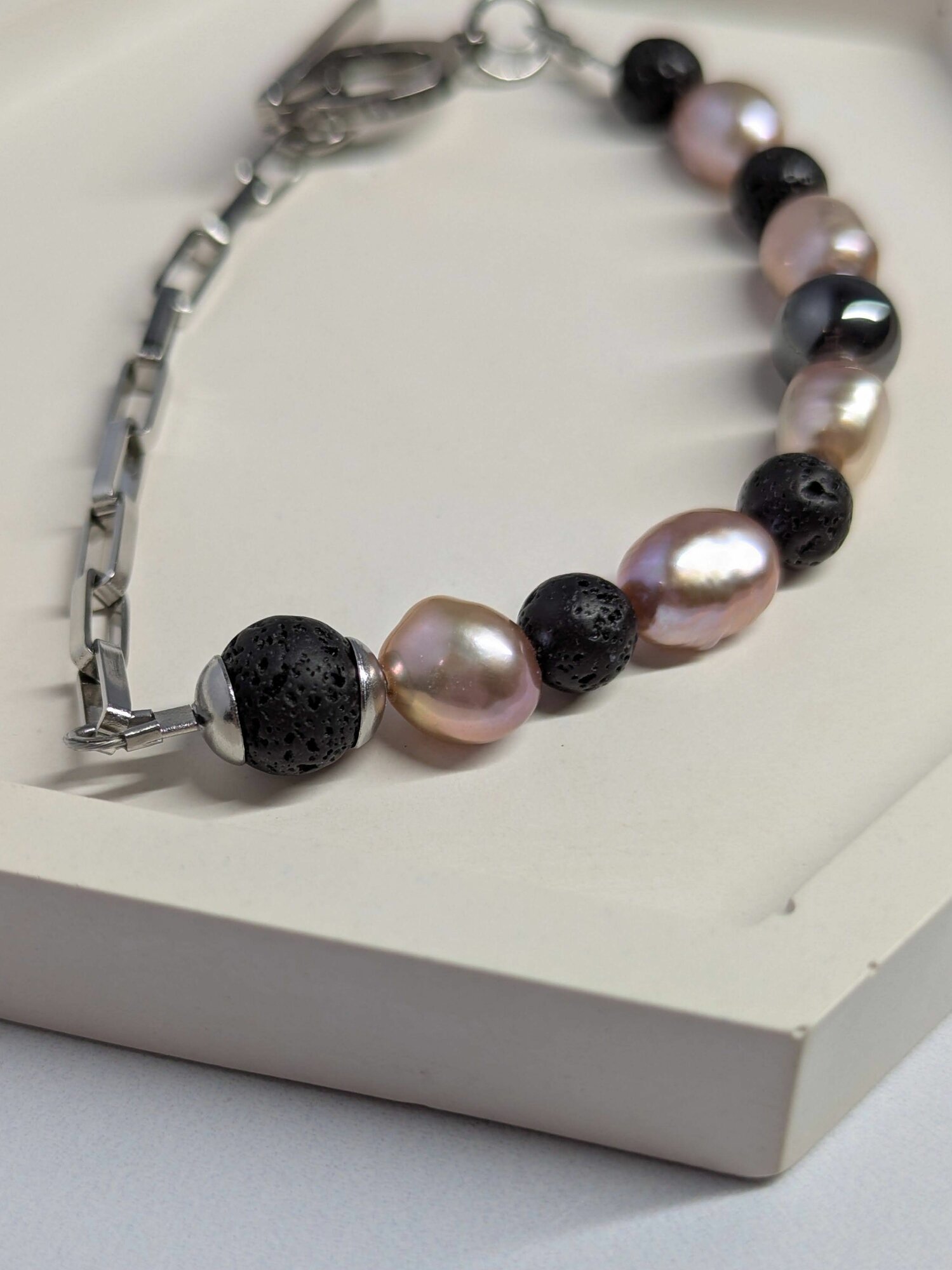 Браслет, гематит, жемчуг культивированный