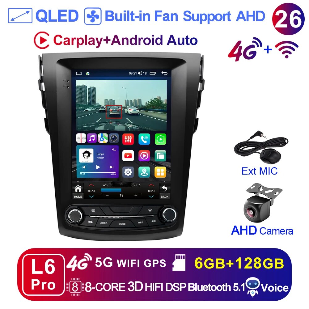 Автомагнитола L6 Pro 9.7" Android 12 Carplay GPS Rav 4 2005-2013