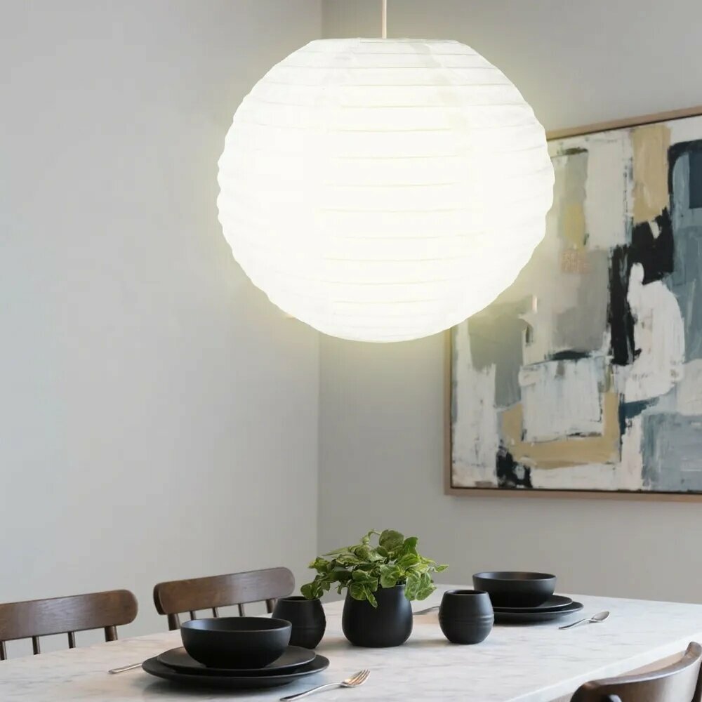 Круглый тканевый складной абажур для потолочного светильника, белый