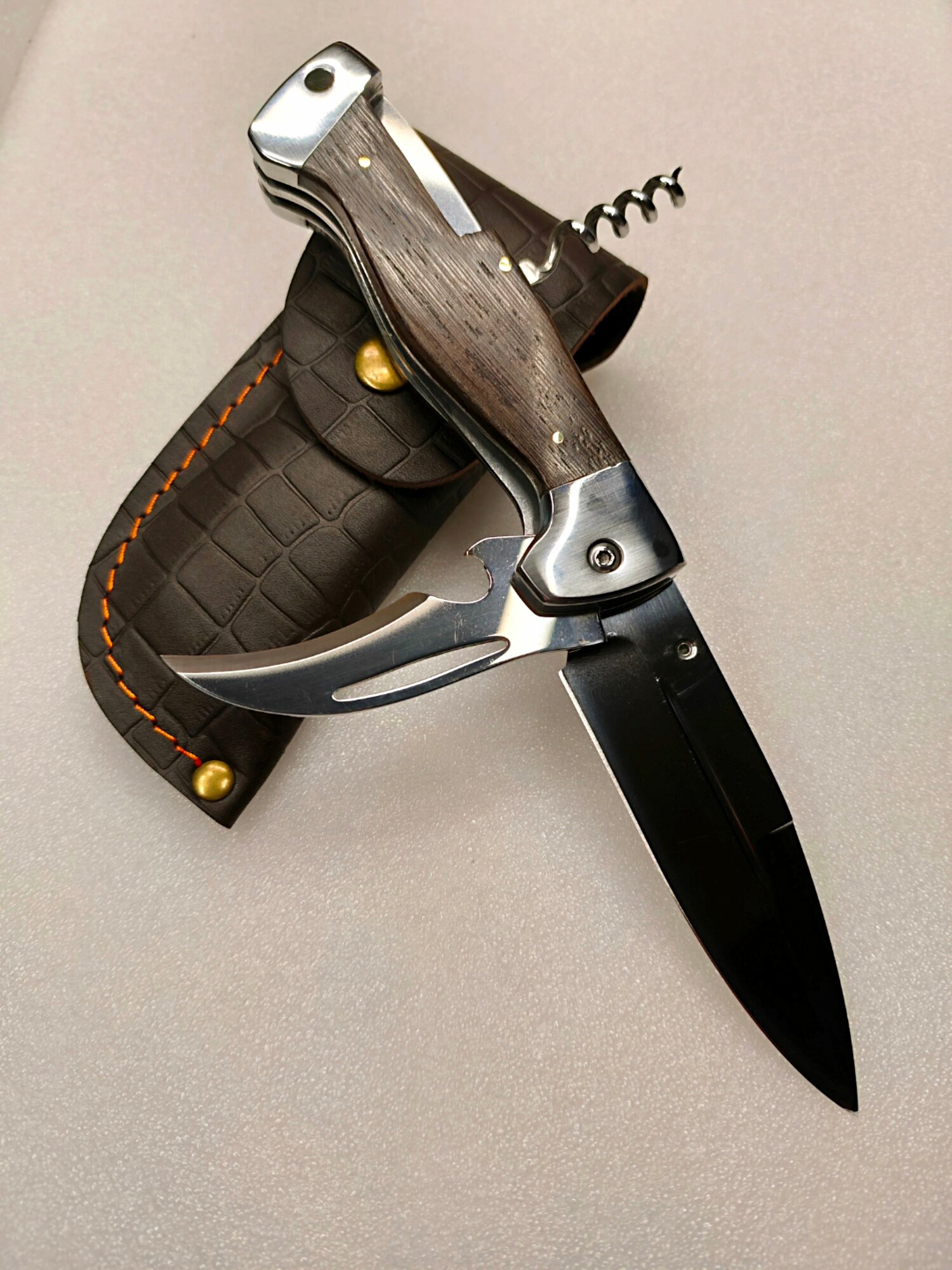 Нож складной Гроссмейстер Кованая 95Х18 длина 25см ручная работа ножны натуральная кожа в комплекте