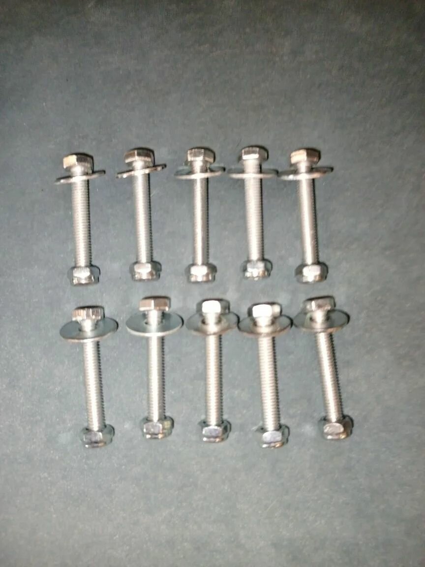 Болт с шайбой и гайкой (самоконтрящейся) М6х40 мм 10 шт. Оцинкованный.