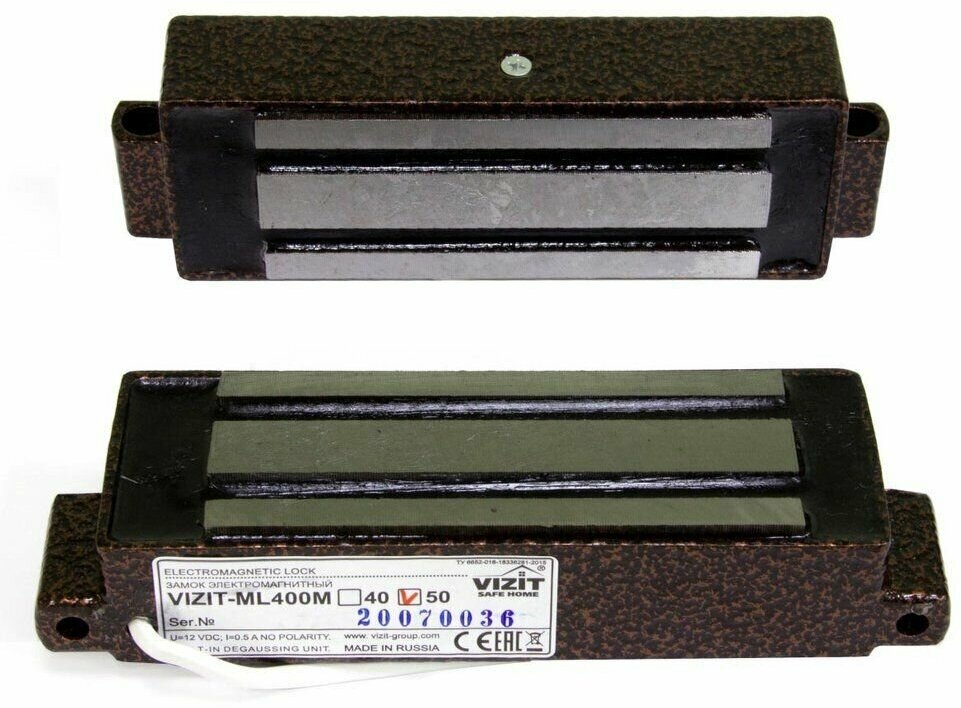 ML 400M-40-50 Электромагнитный замок, 12В, сила удержания 400кг 230*57*38мм (VIZIT)