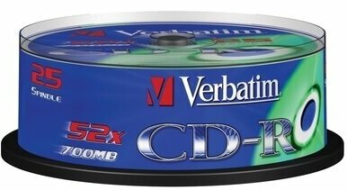 Носители информации CD-R, 52x, Verbatim Extra Protection, Cake/25, 43432, 84121