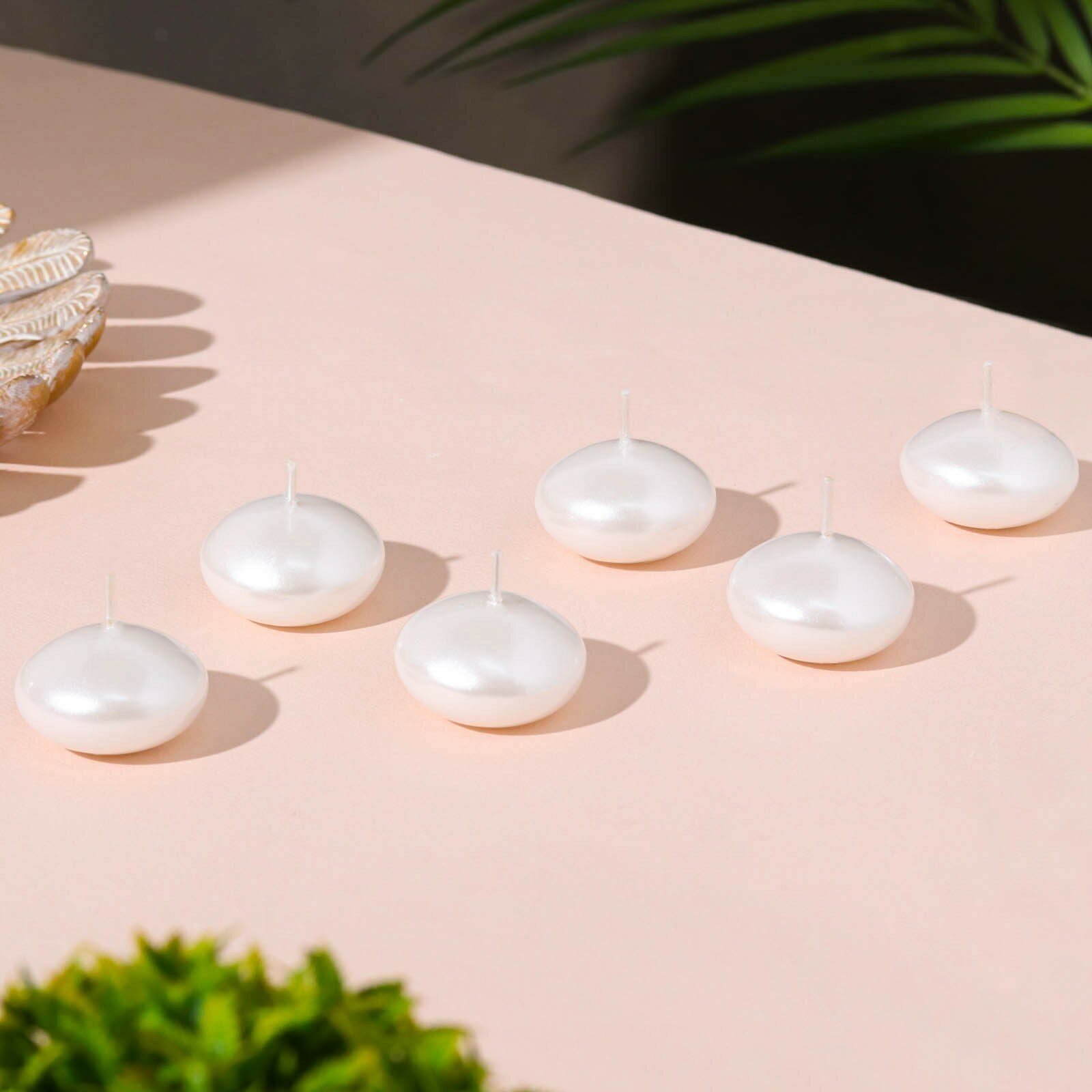 Набор свечей "Овал", 6 штук, перламутровая, 4×2см, 3093189