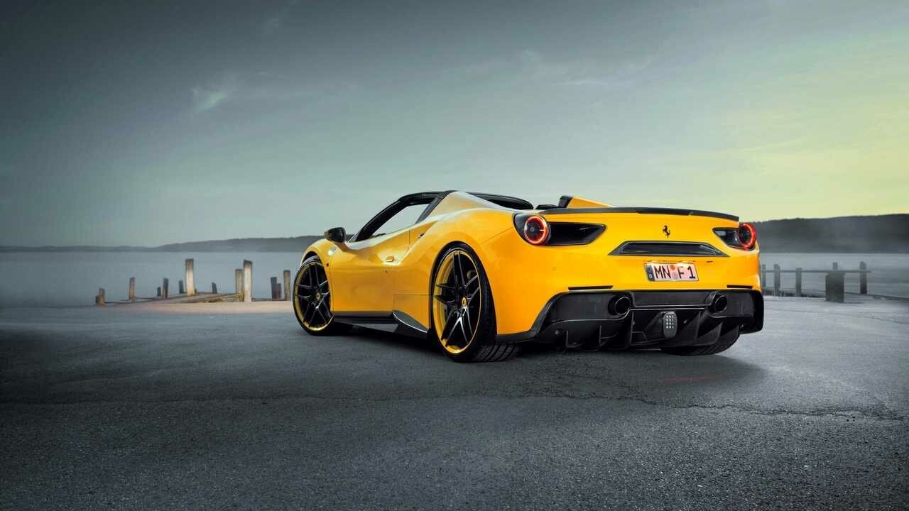 Картина на холсте 60x110 LinxOne "Ferrari 488 желтая машина" интерьерная для дома / на стену / на кухню / с подрамником