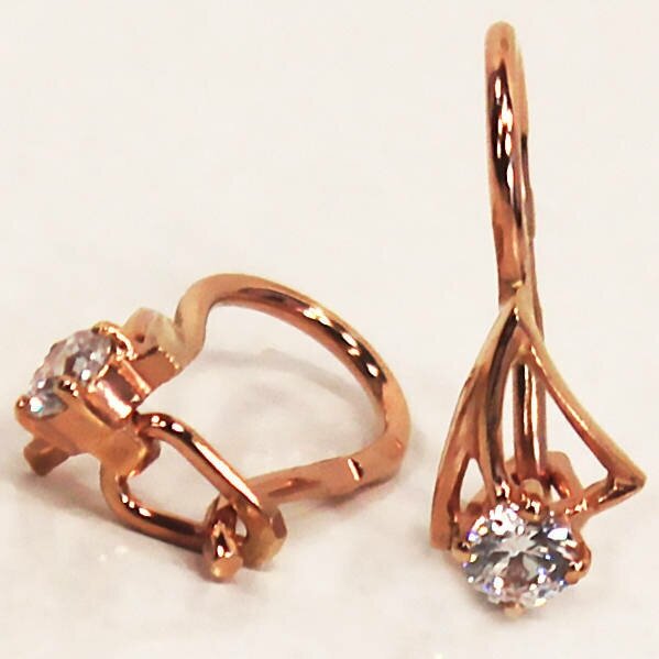 Серьги, золото, 585 проба, фианит
