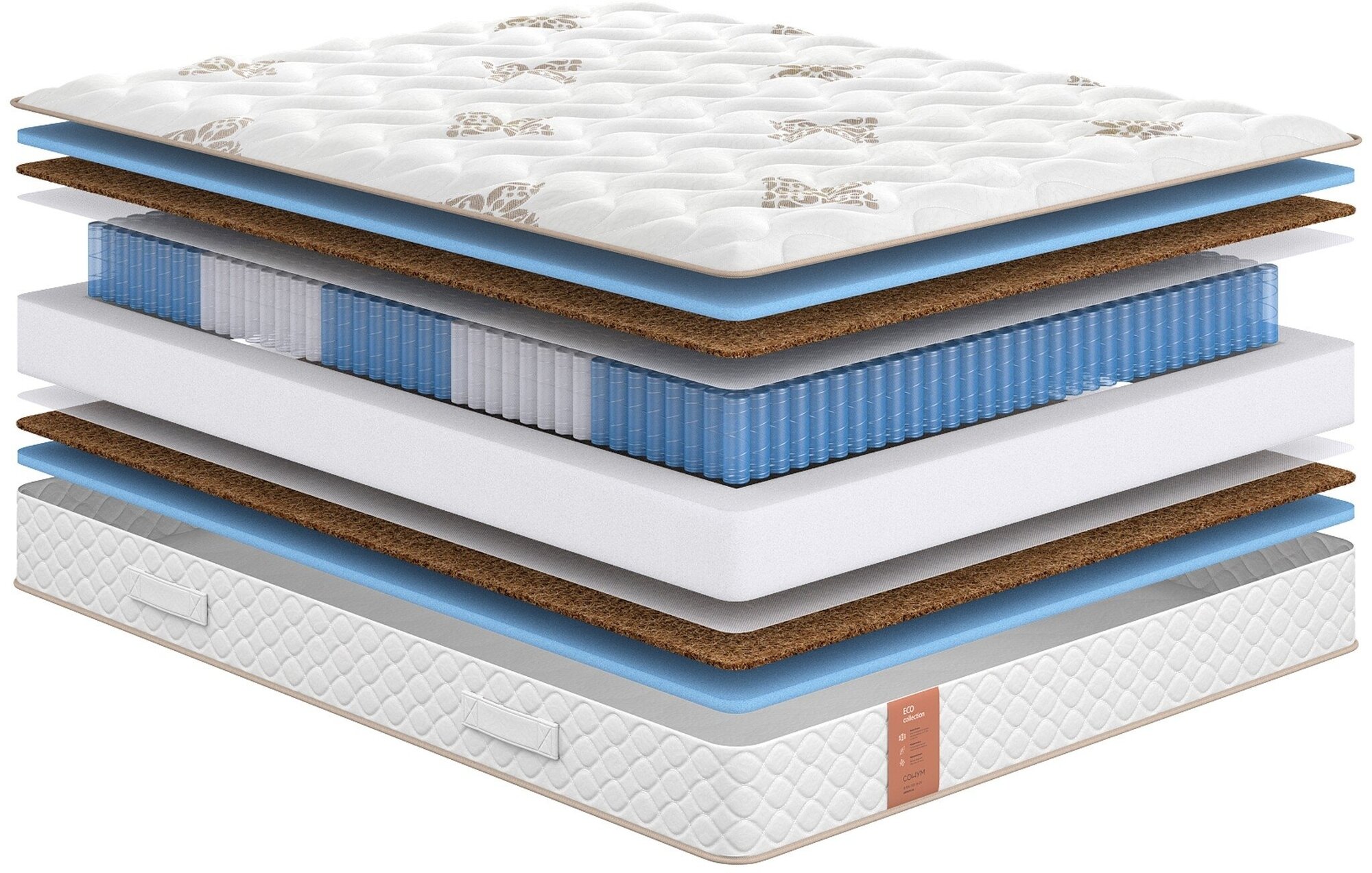 Матрас Сонум Eco Middle 180х190 высота 24 см анатомический средней жесткости кокосовый Независимые пружины