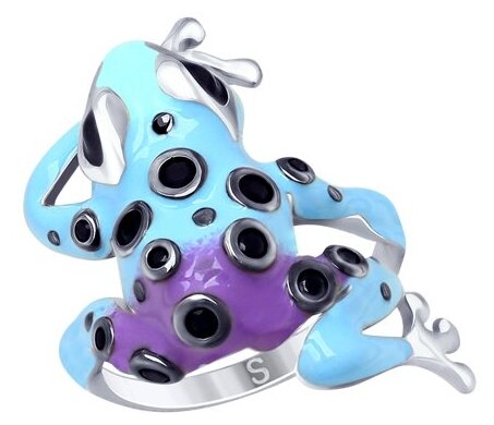 Кольцо, серебро, 925 проба, родирование, эмаль