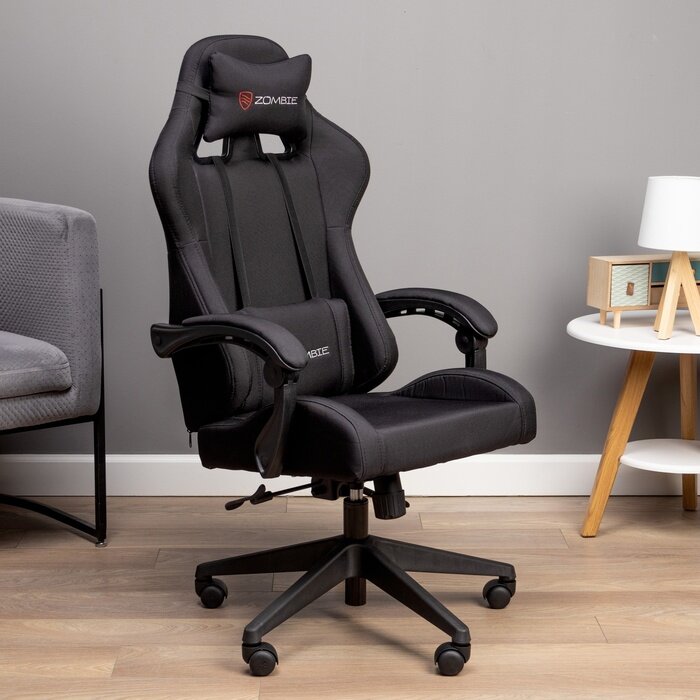 Кресло игровое «Бюрократ» Zombie Predator Neo Black, с подлокотником, на колёсиках, ткань, цвет чёрный