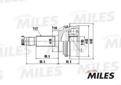Шрус subaru forester ii/impreza ii/legacy iii 1.6-3.0 98-07 нар. +abs gt inner