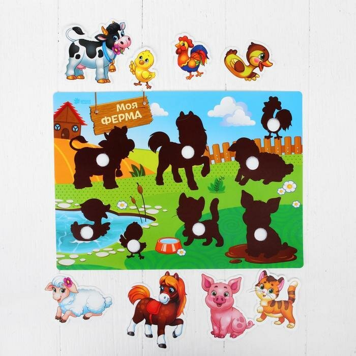 Игра на липучках, конструктор "Животные", Весёлые липучки мини, 8 деталей