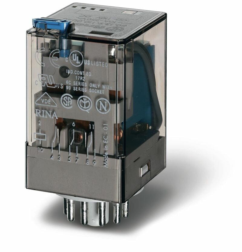 Finder Универсальное электромеханическое реле 3CO 10A, контакты AgNi, кат 230В AC, степень защиты RTI
