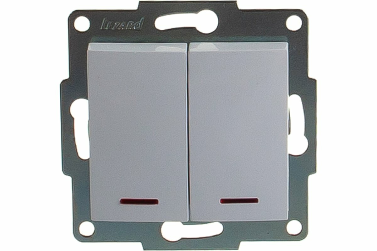 Lezard KARINA Выключатель двойной с подсветкой белый 707-0288-112 для монтажа в щитке