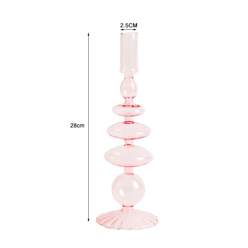 Розовый подсвечник из стекла 28см, Color: 205-6
