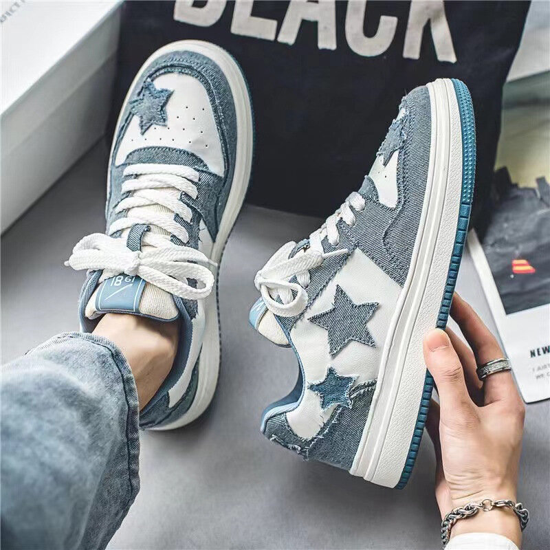 LUO Обувь мужская Весенняя для студентов Звездная доска обувь канвас/Blue