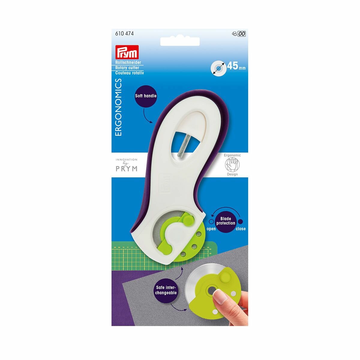 Нож раскройный "PRYM" 610474 Ergonomics d 45 мм в блистере .
