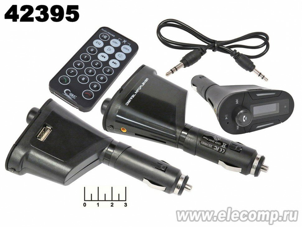 Модулятор MP3/FM/SD/USB/AUX №666 + bluetooth + ПДУ LED красный (МОД-6592)