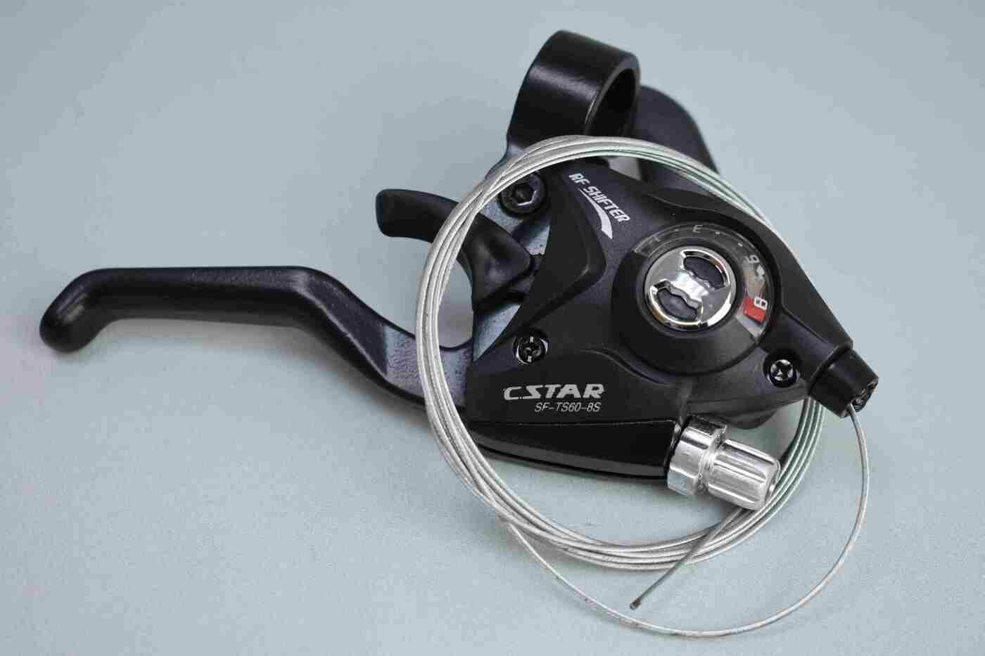 Шифтер/Тормозная ручка CSTAR, TS60, правая, 8 скоростей, с тросом, черная (50)