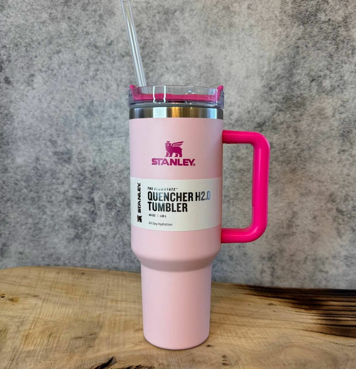 Термокружка из нержавеющей стали для холодных и горячих напитков, Stanley 40OZ 1.18л, цвет Розовая нежность