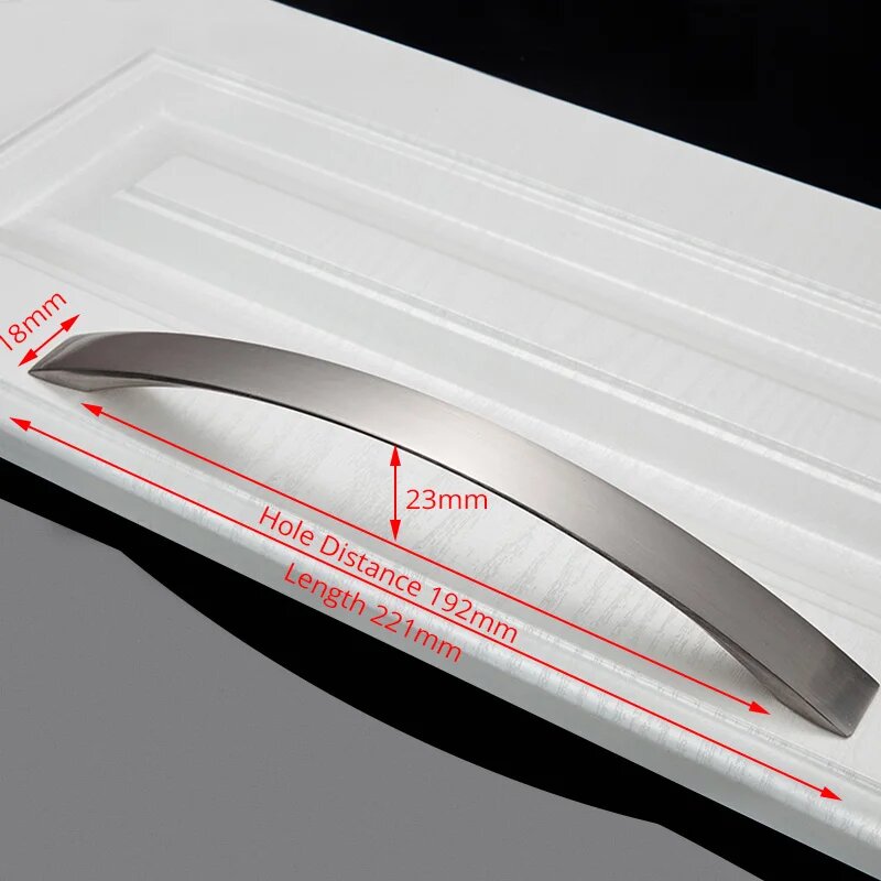 Ручки для шкафов серебристые, 221mm, 192mm, 18mm, 23mm