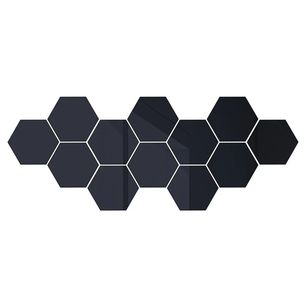 Черные зеркальные наклейки на стену 12 шт, 46x40x23 мм