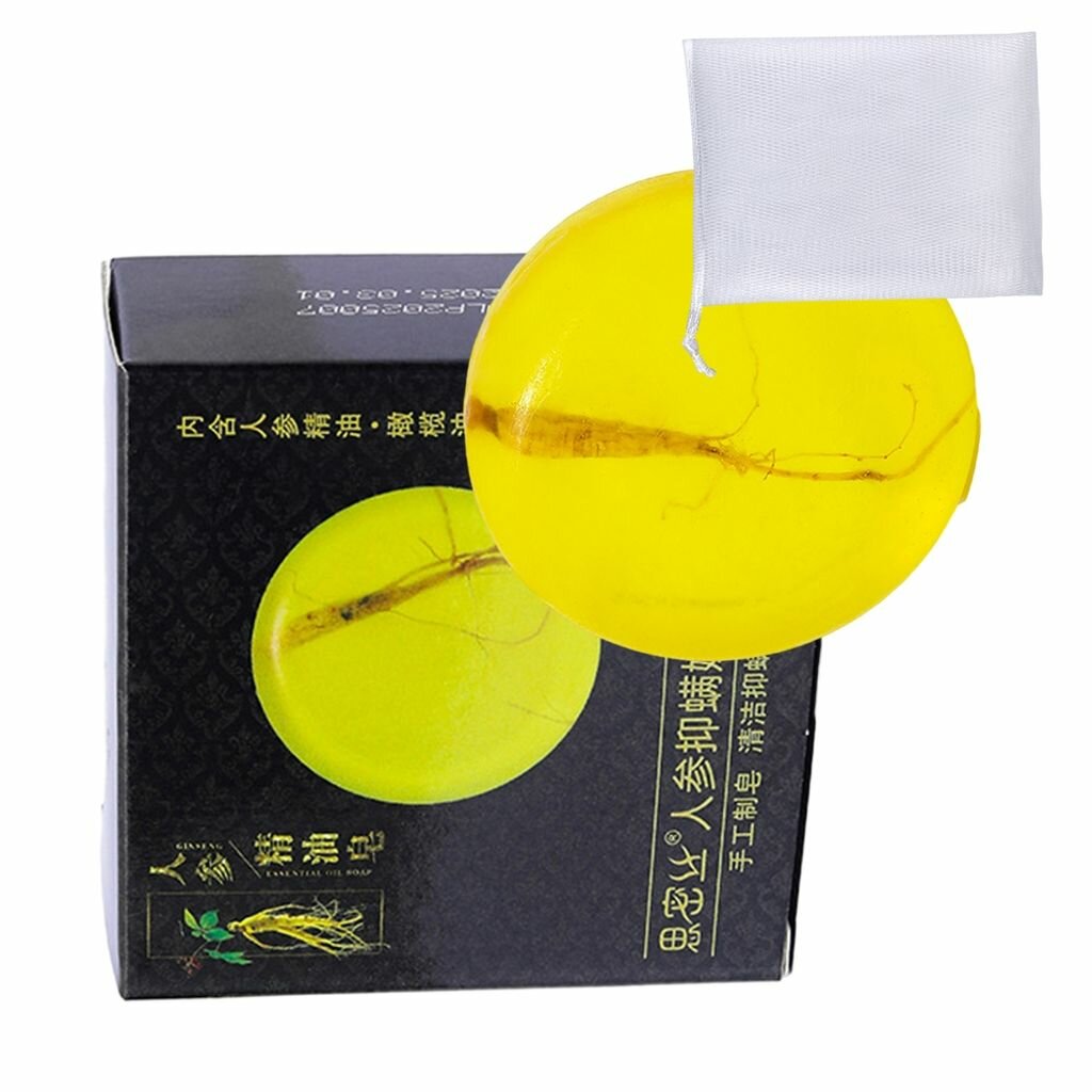 Мыло ручной работы с женьшенем, натуральное антимитическое отбеливание лица, удаление клещей, китайское эфирное масло