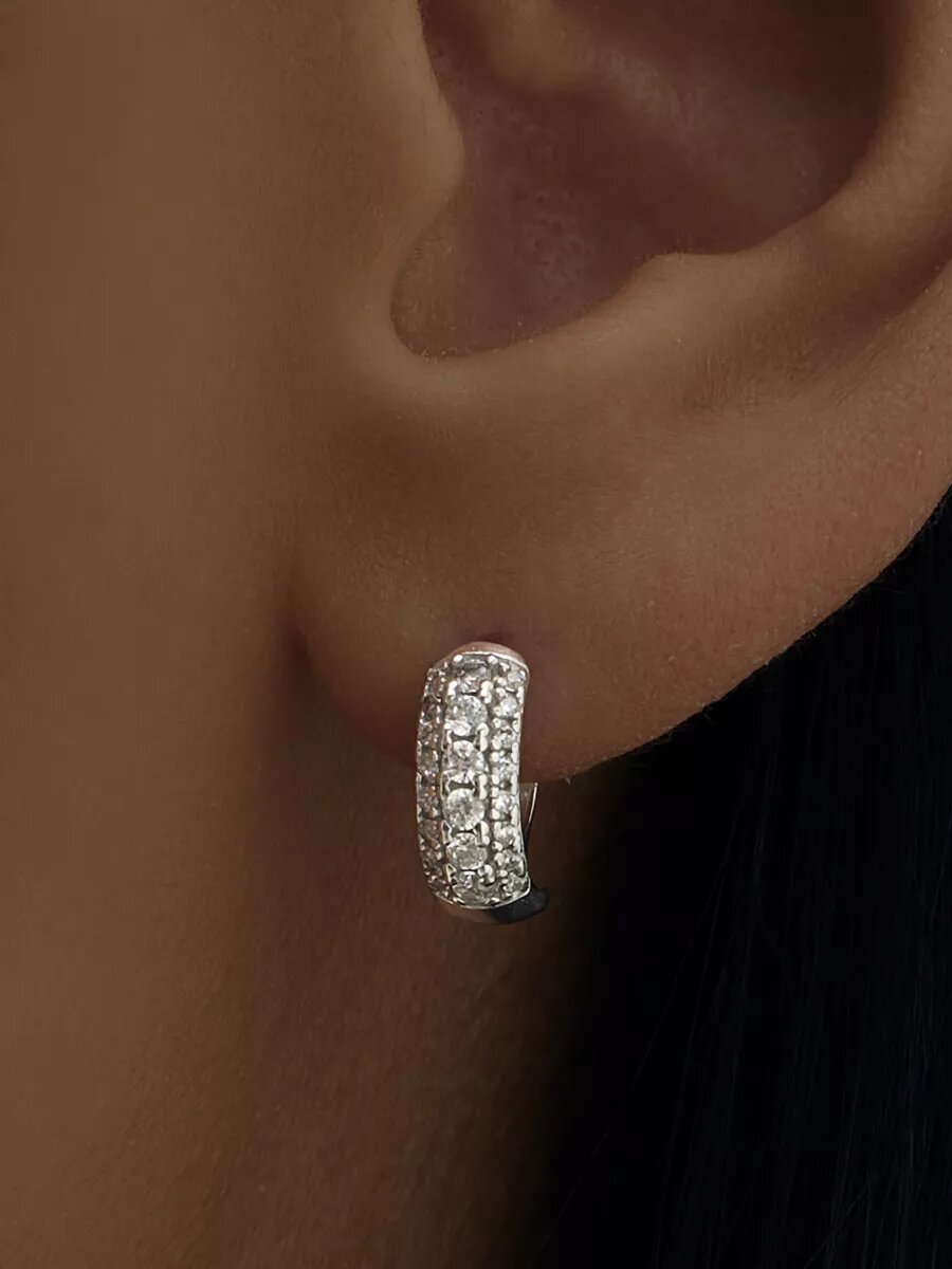 Серьги, серебро, 925 проба, родирование, фианит
