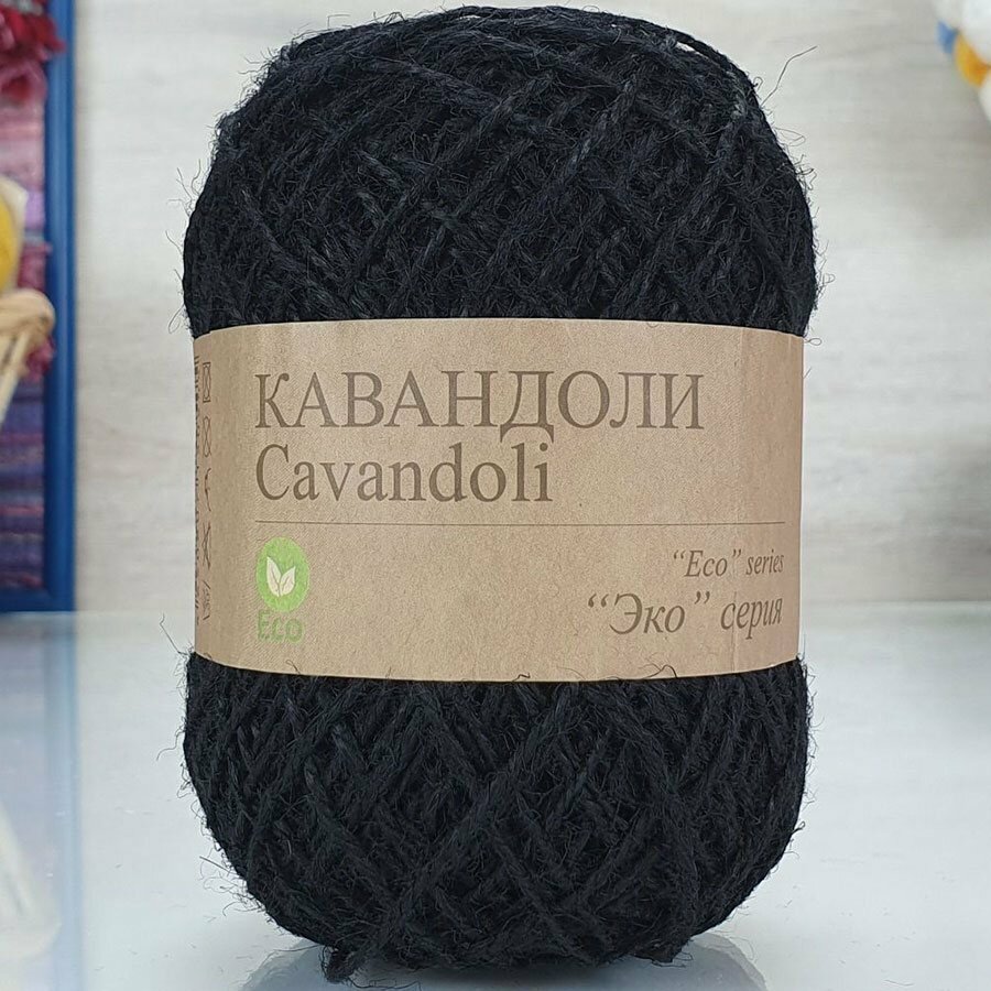 Пряжа Пехорка кавандоли 02 черный (5 мотков)