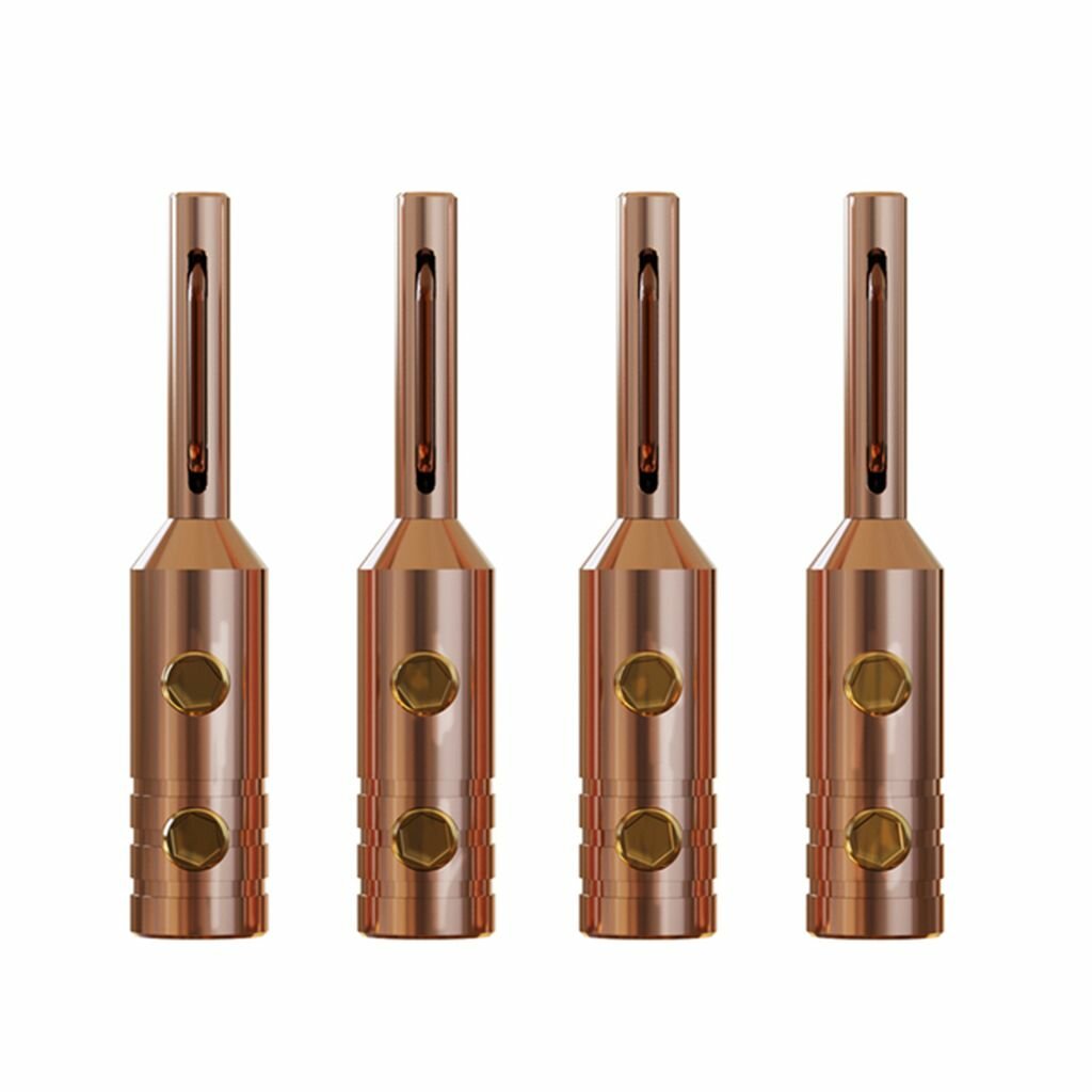 (4) Разъемы акустических кабелей, разъемы типа банан для подключения усилителя без пайки - медь