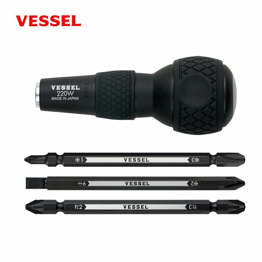 VESSEL 6 в 1 Набор отверток, с набор бит с двойной головкой, магнитные, Семья и род занятий доступны 220W-3