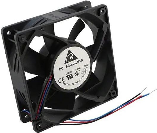 Вентилятор осевой DELTA ELECTRONICS AFB1224SHE-CR00 120х120х38мм 24В DC подшипник качения 14,88Вт 0,62 А 3 провода Locked Roto 1шт