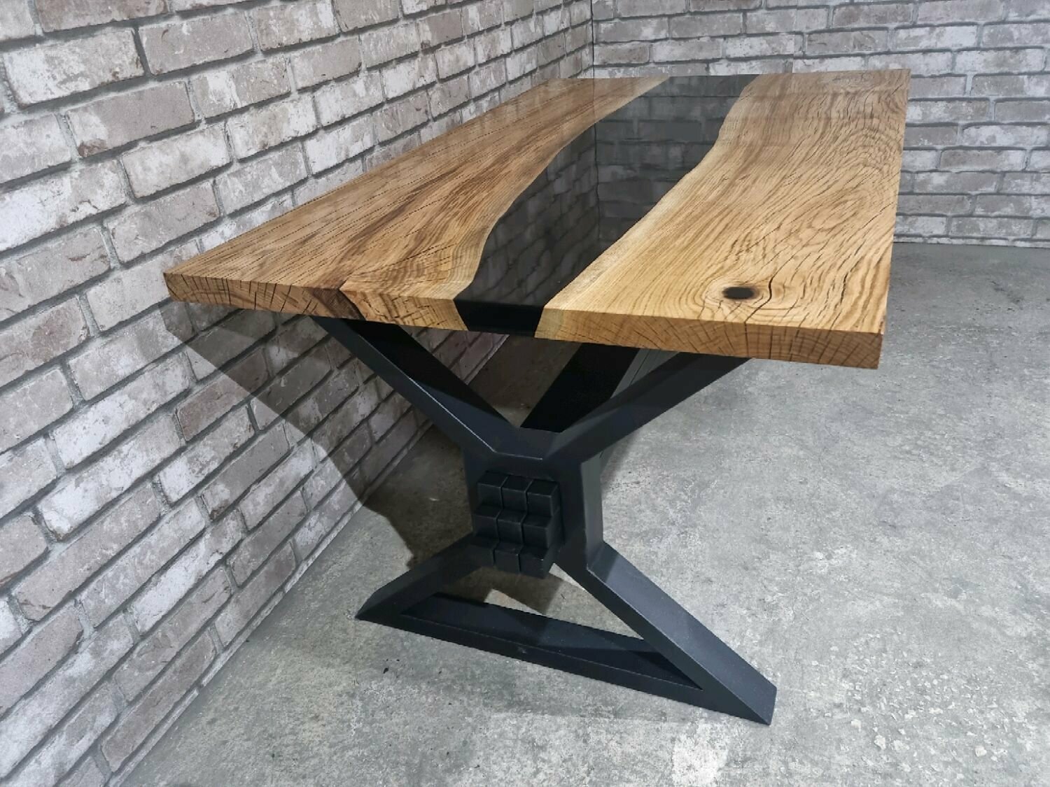 Стол-река с эпоксидной смолой от "EasyLOFT", в стиле лофт , в наличии, 160х100х75 см.