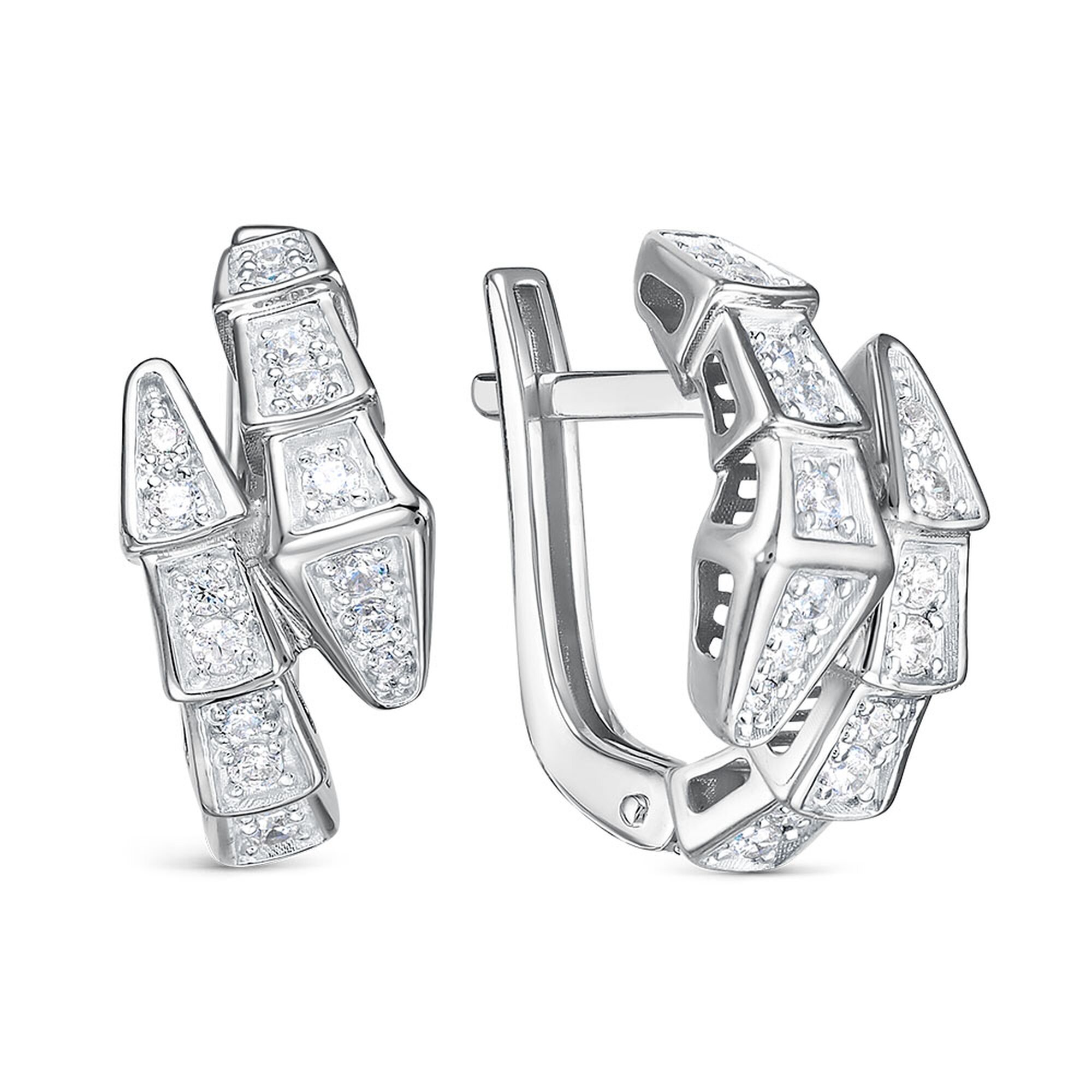 Серьги, серебро, 925 проба, родирование, фианит