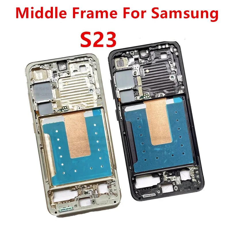 S23 для Samsung Galaxy S23 S911, средняя рамка, корпус, ЖК-дисплей, лицевая панель, сменные запасные части + боковые кнопки