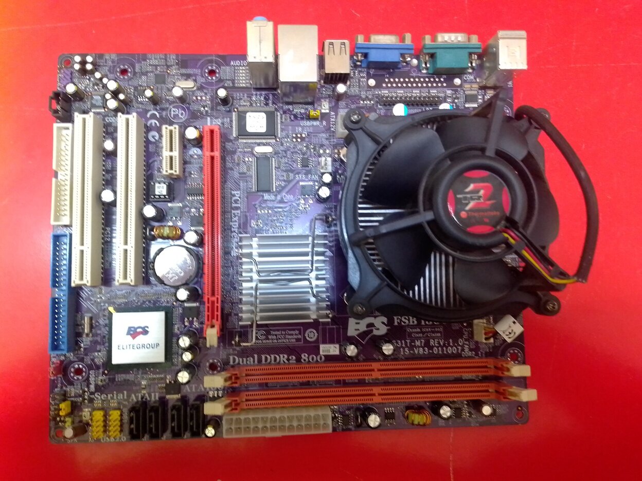 Материнская плата ECS FSB1333 + CPU Intel Pentium dual core (снятый, оригинал)